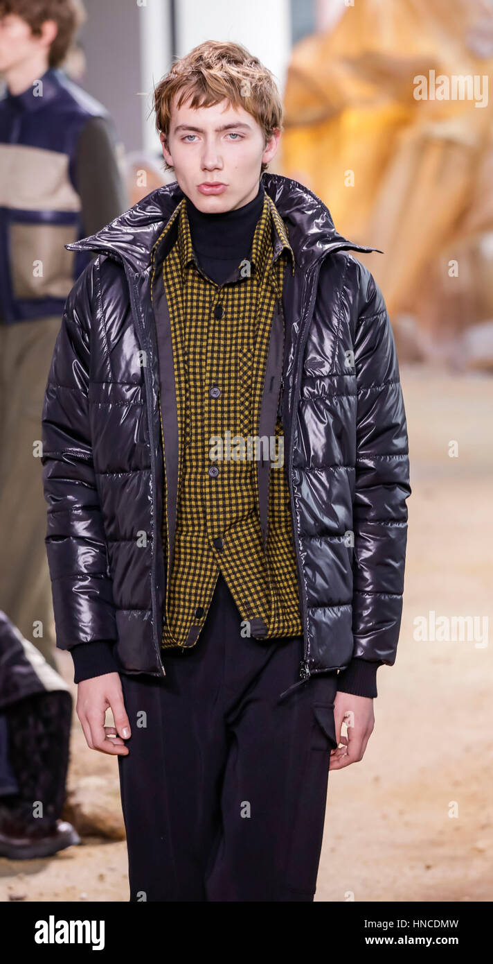 New York, NY, USA - February 11, 2017: A model walks runway for Lacoste ...