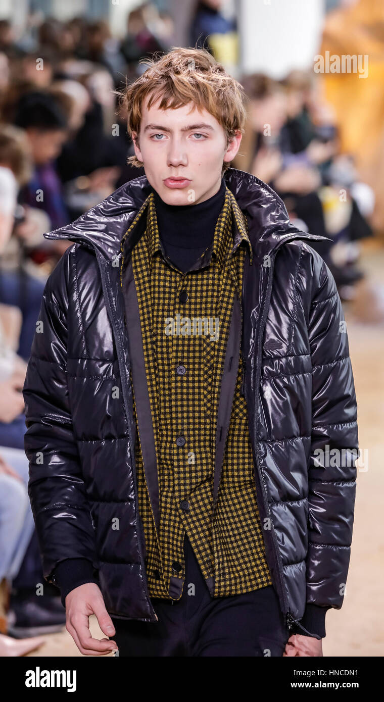 New York, NY, USA - February 11, 2017: A model walks runway for Lacoste ...