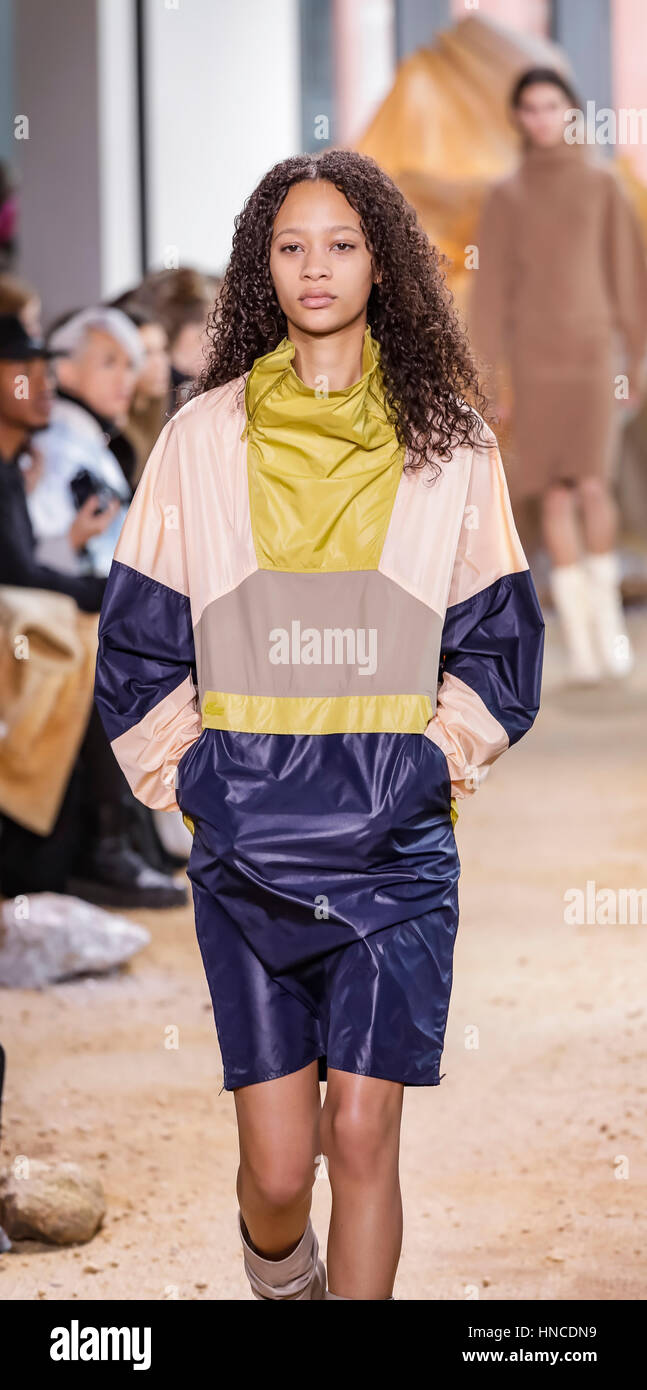 New York, NY, USA - February 11, 2017: A model walks runway for Lacoste ...