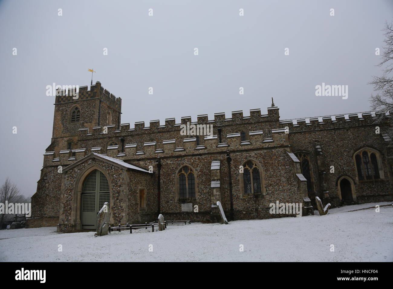 Chrishall, Essex, UK. 12th February, 2017. UK Weather:Holy Trinity ...