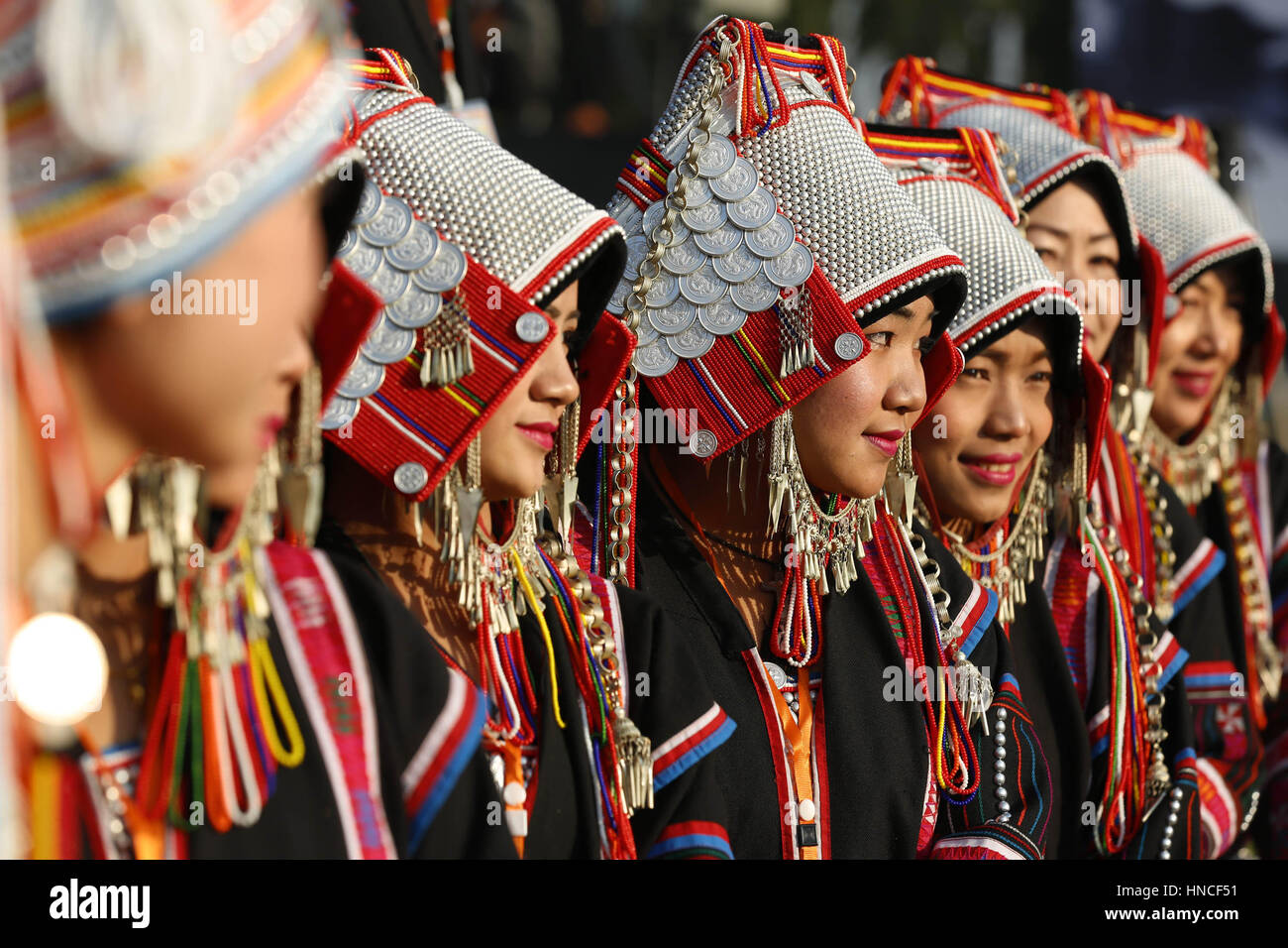 Panglong, Myanmar. 12th Feb, 2017. Shan ethnic girls attend a ceremony ...