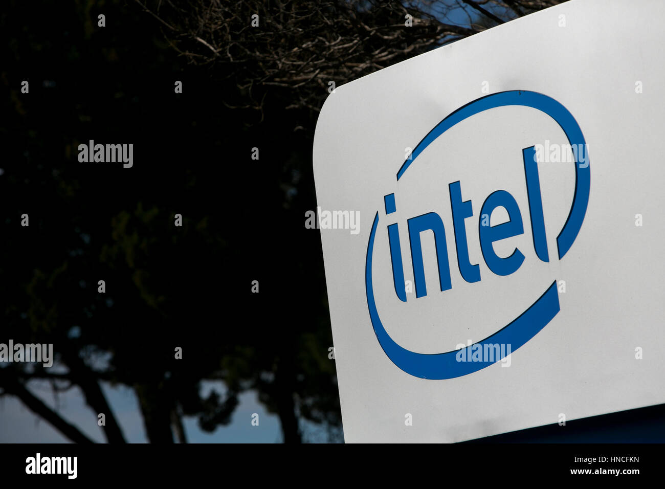 A logo sign outside of a facility occupied by the Intel Corporation in ...