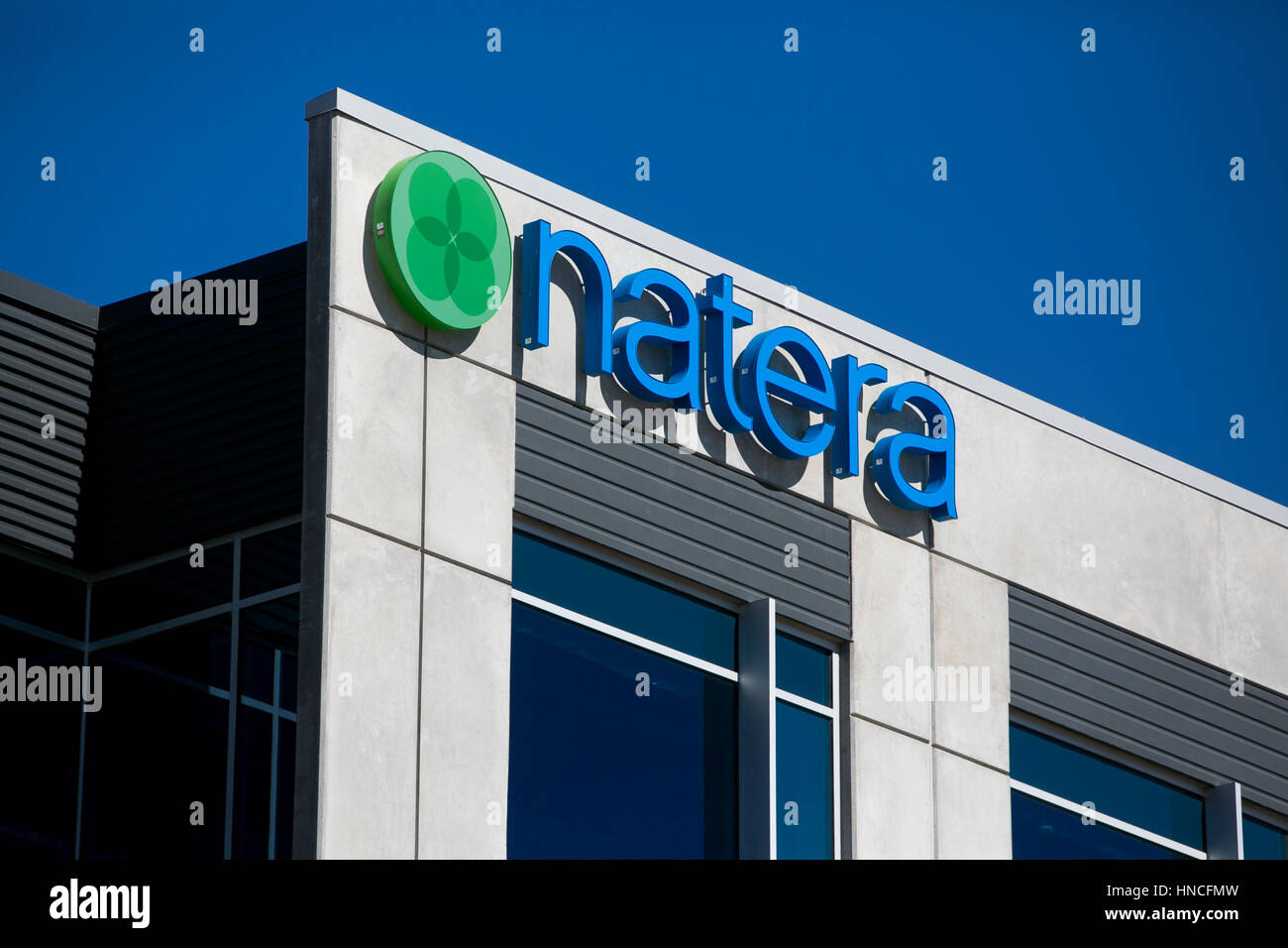 A logo sign outside of a facility occupied by Natera in Austin, Texas ...