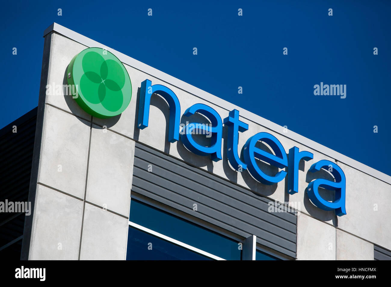 A logo sign outside of a facility occupied by Natera in Austin, Texas ...