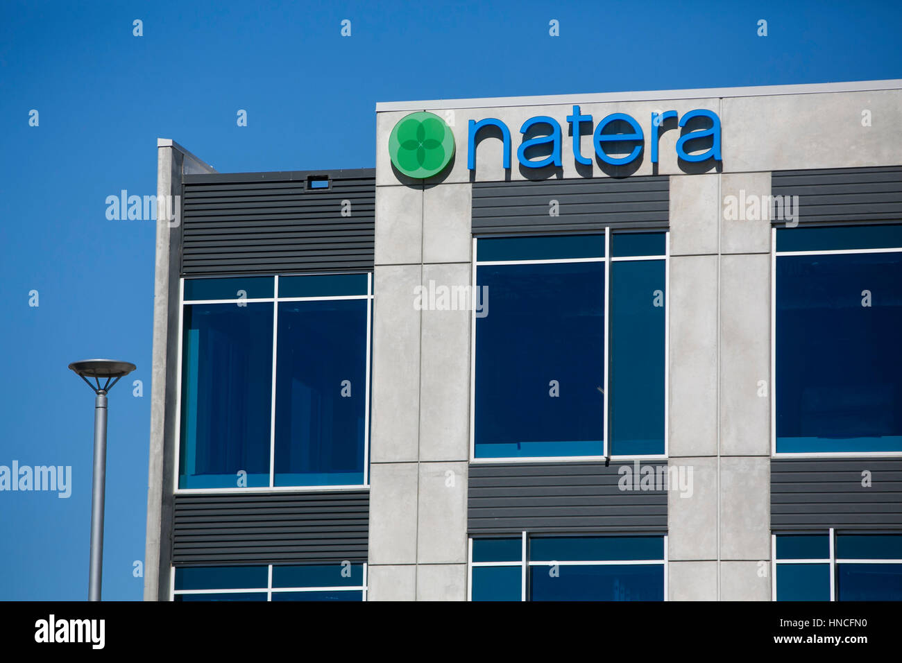 A logo sign outside of a facility occupied by Natera in Austin, Texas ...