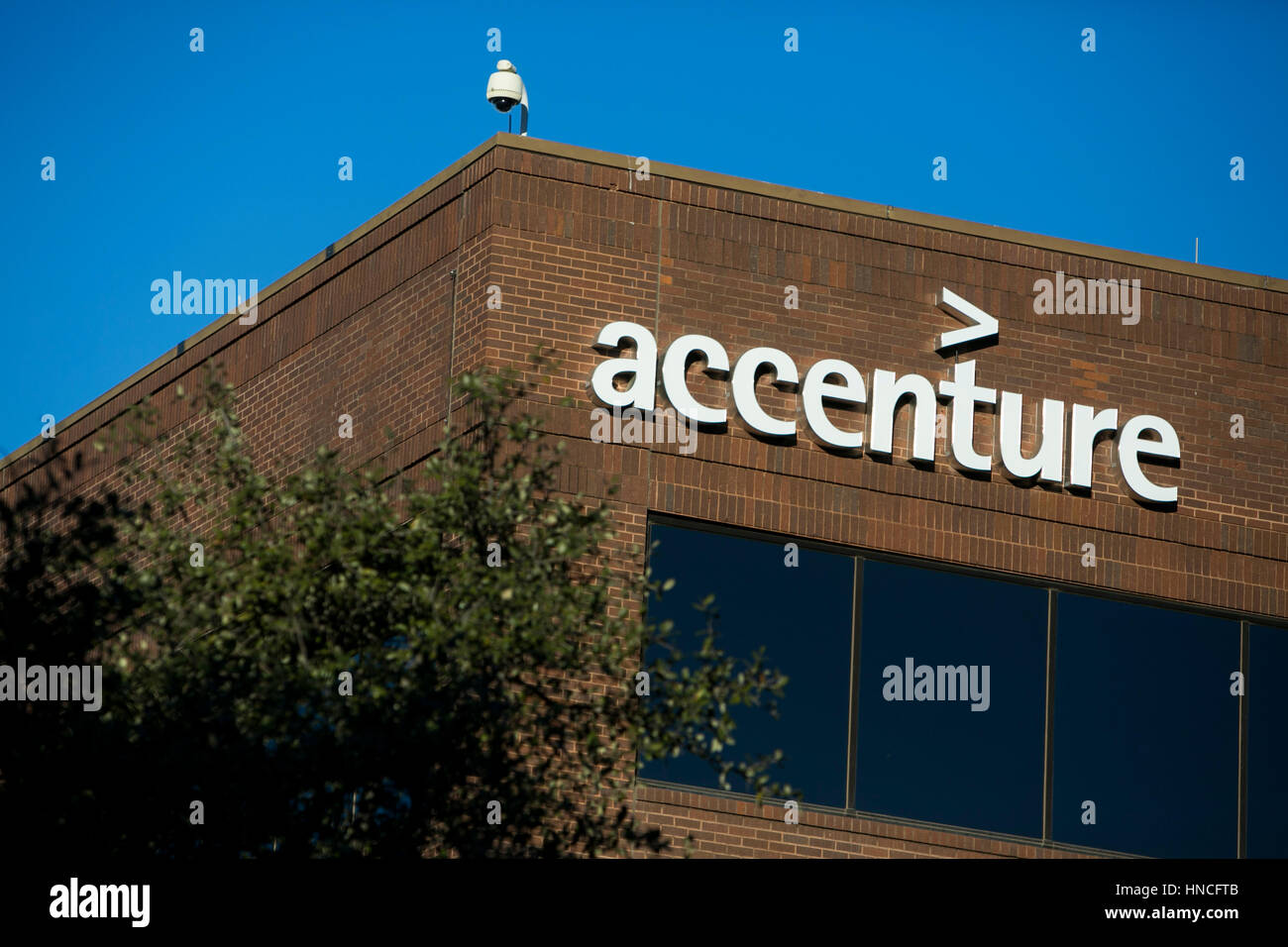 A logo sign outside of a facility occupied by Accenture PLC in San ...