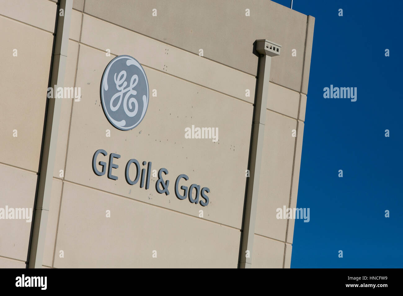 A logo sign outside of a facility occupied by GE Oil & Gas in Schertz ...