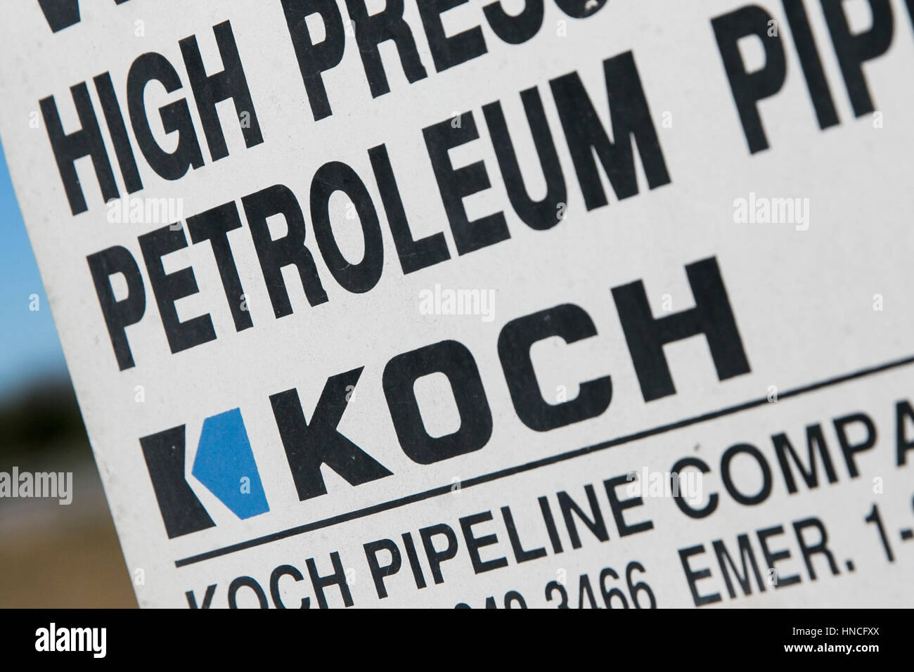A logo sign marking the location of a Koch Pipeline Company petroleum ...