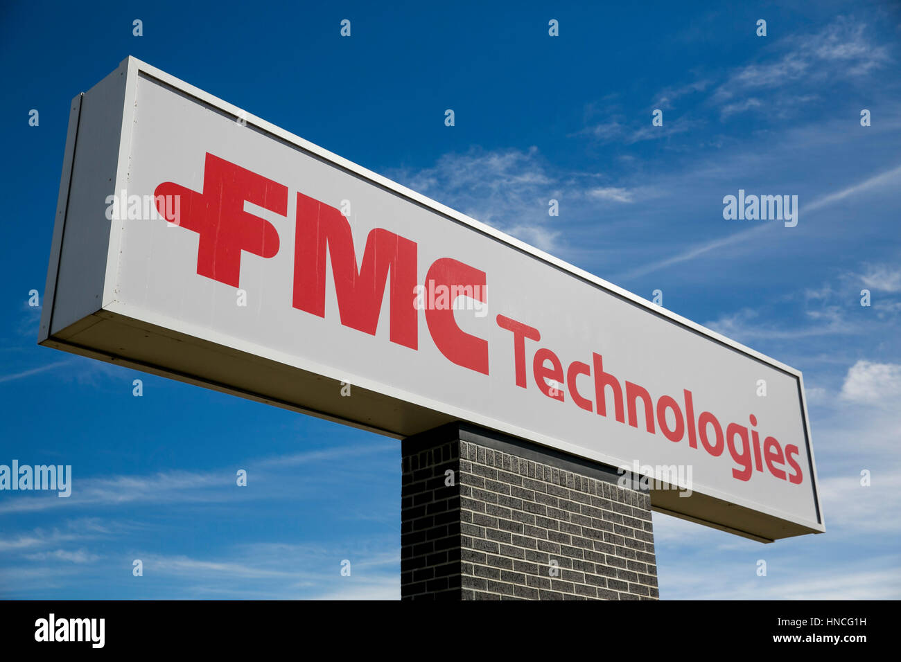 A logo sign outside of a facility occupied by FMC Technologies in San ...