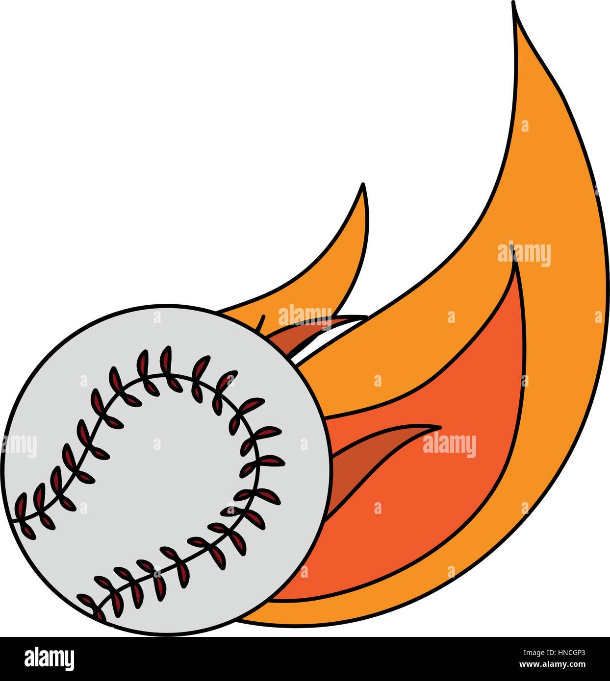 baseball on fire over white background. vector illustration Stock ...