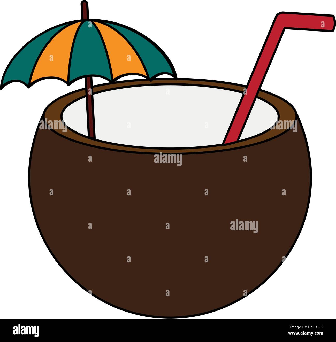 coconut cocktail icon over white background. vector illustration Stock ...