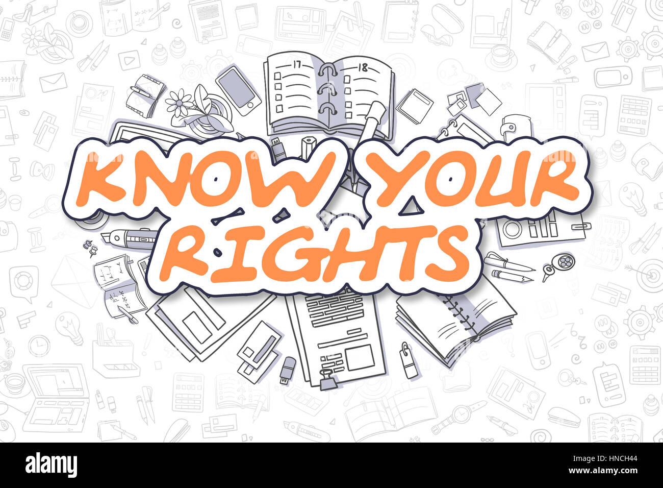 Know Your Rights - Doodle Orange Word. Business Concept Stock Photo - Alamy