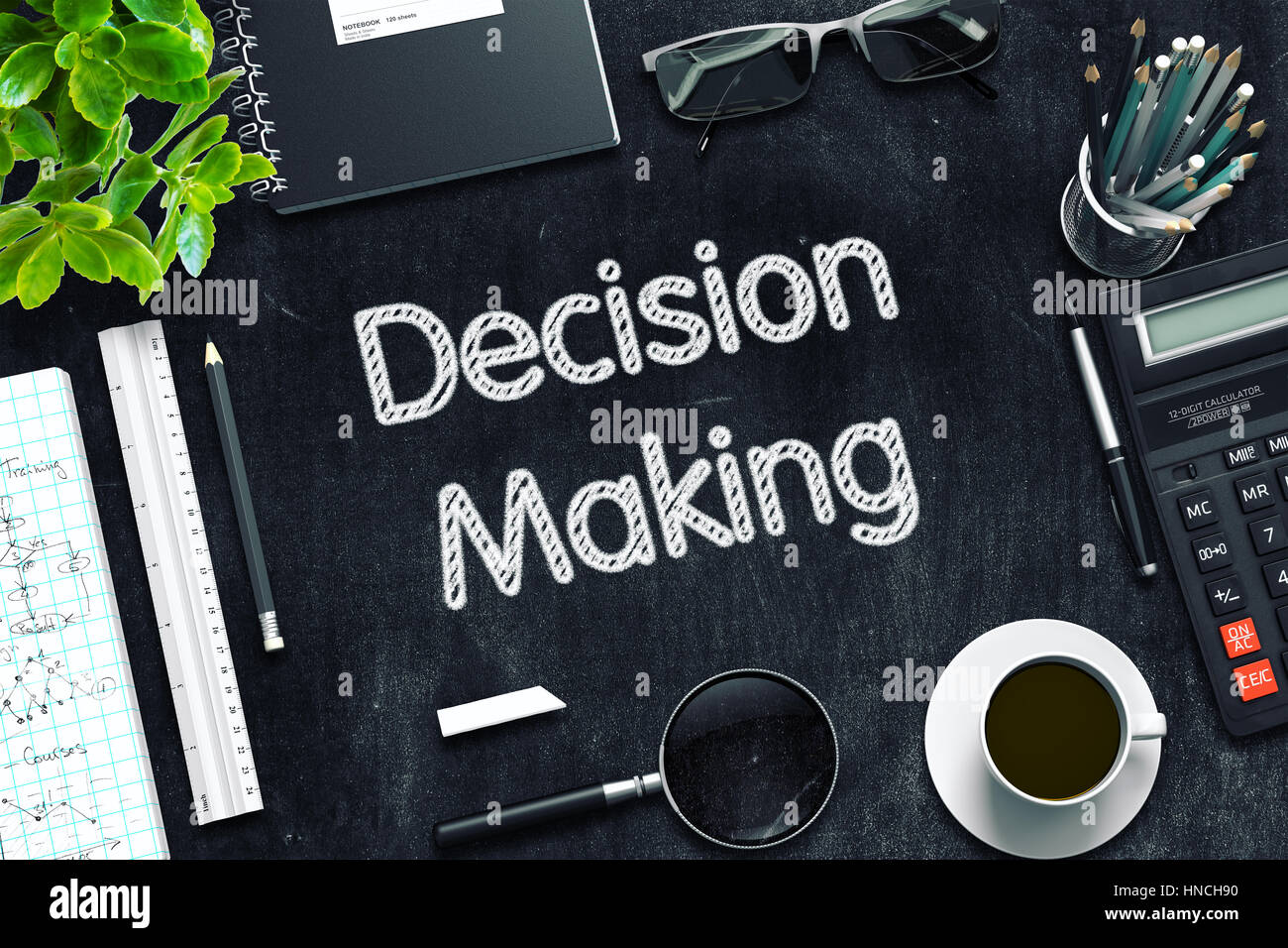Decision Making Concept on Black Chalkboard. 3D Rendering Stock Photo ...