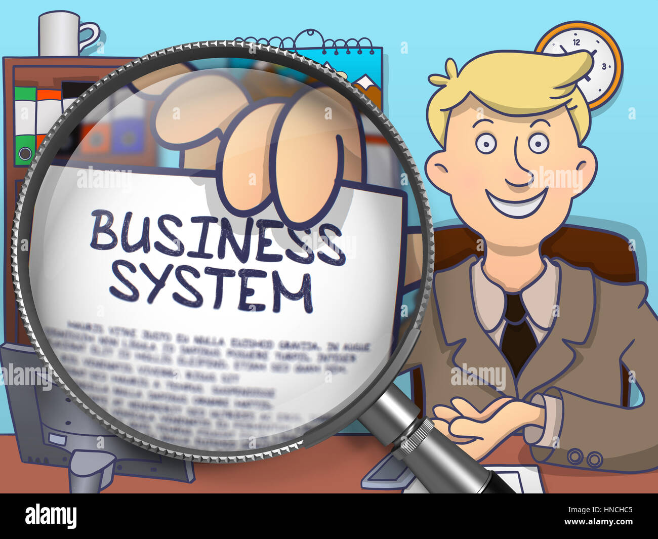 Business System through Lens. Doodle Style Stock Photo - Alamy