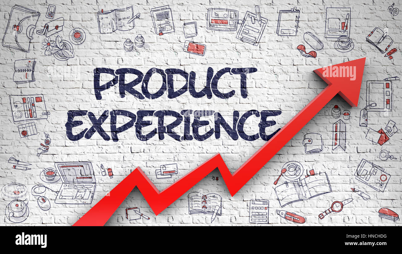 Product Experience Drawn on White Brick Wall Stock Photo - Alamy