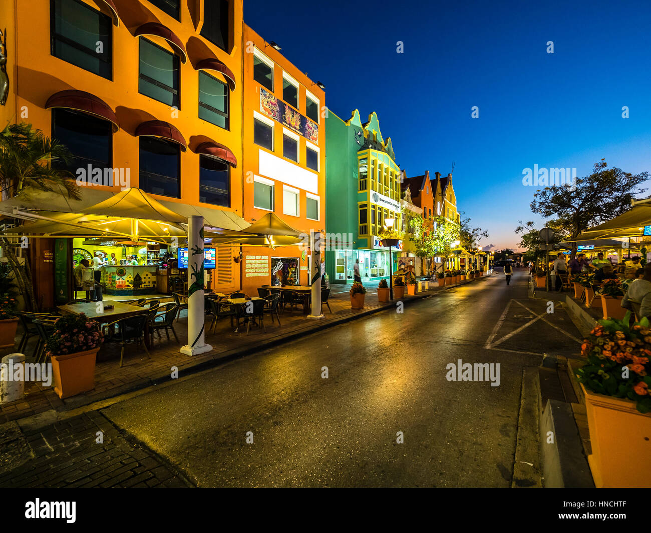 Trade arcade on the waterfront, Dutch-Caribbean colonial style ...