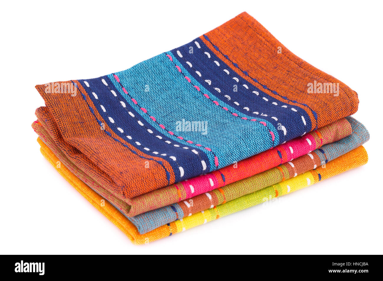 Colorful kitchen towels isolated on white background Stock Photo - Alamy