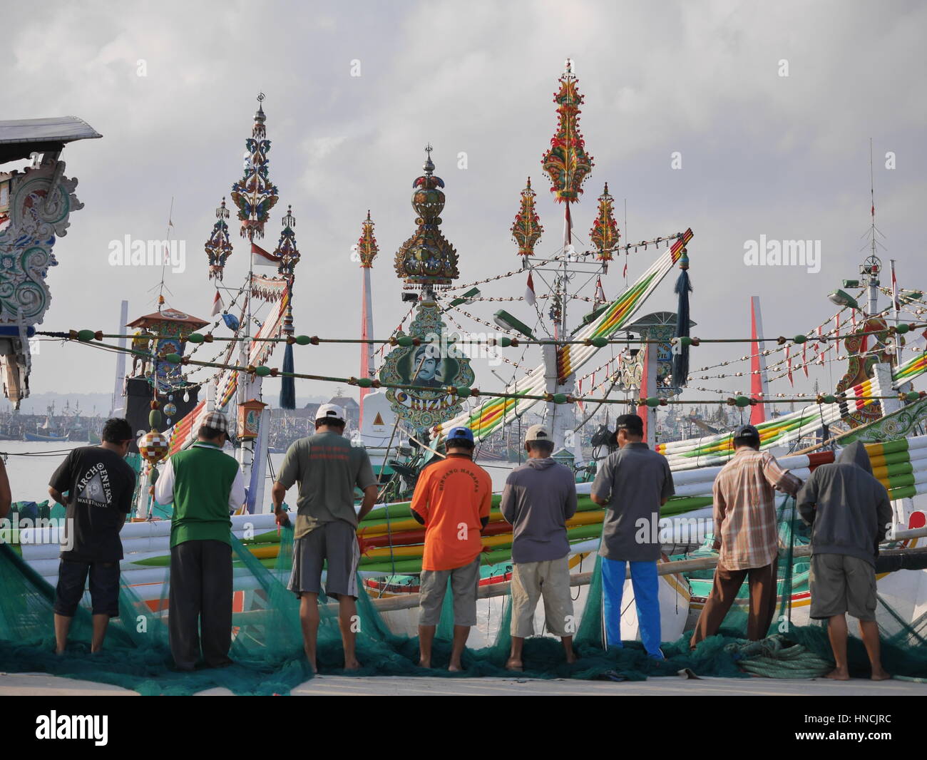 Indonesia, East Java, Banyuwangi, Muncar harbour. A traditional harbour ...