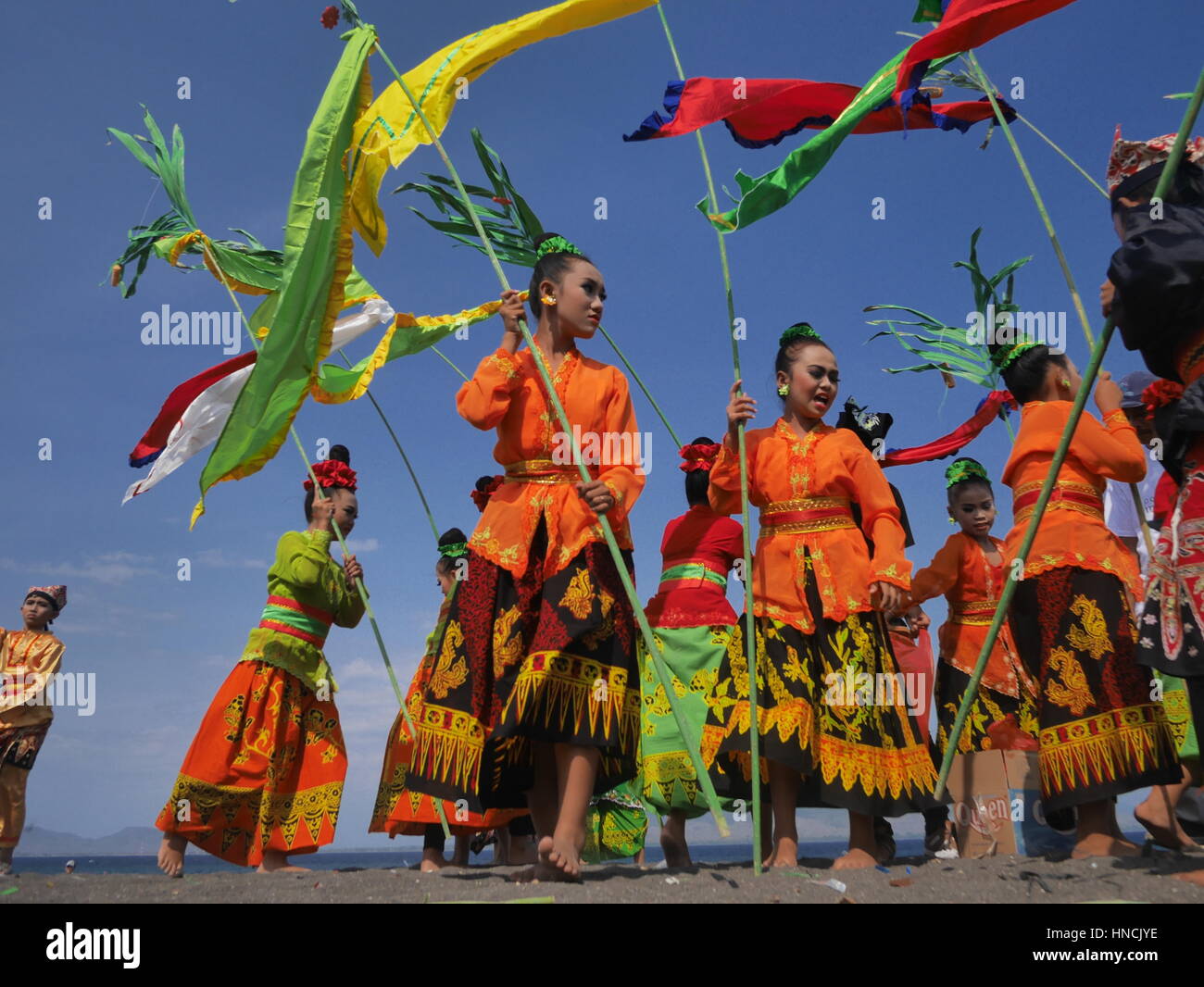 Indonesia, East Java, Banyuwangi, Cemara beach. Gandrung Sewu Festival ...