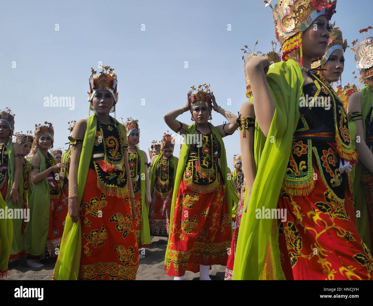 Indonesia, East Java, Banyuwangi, Cemara beach. Gandrung Sewu Festival ...