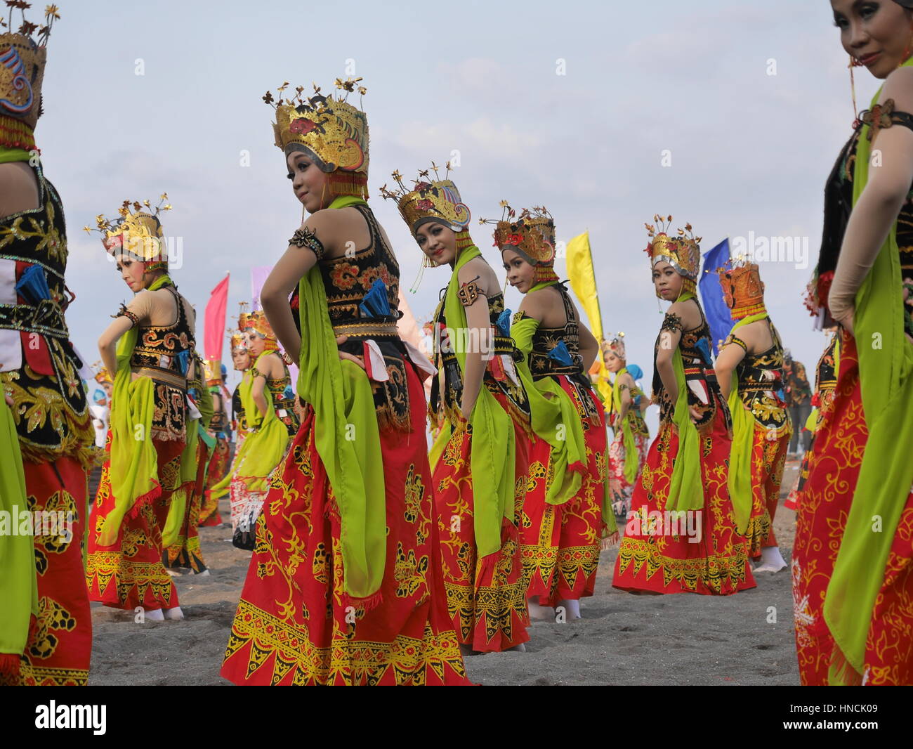 Indonesia, East Java, Banyuwangi, Cemara beach. Gandrung Sewu Festival ...