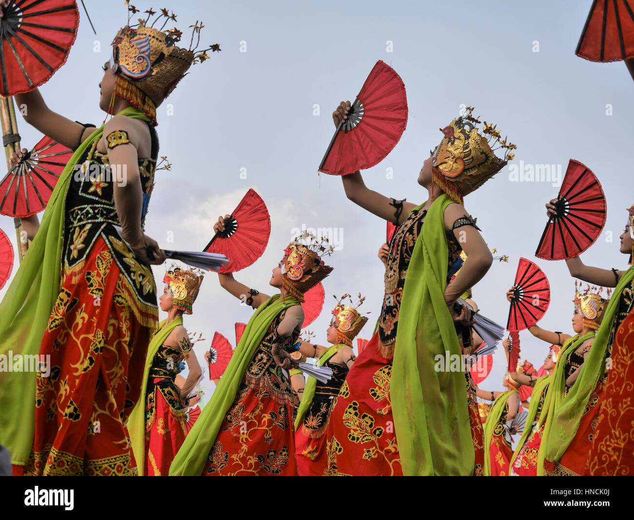 Indonesia, East Java, Banyuwangi, Cemara beach. Gandrung Sewu Festival ...