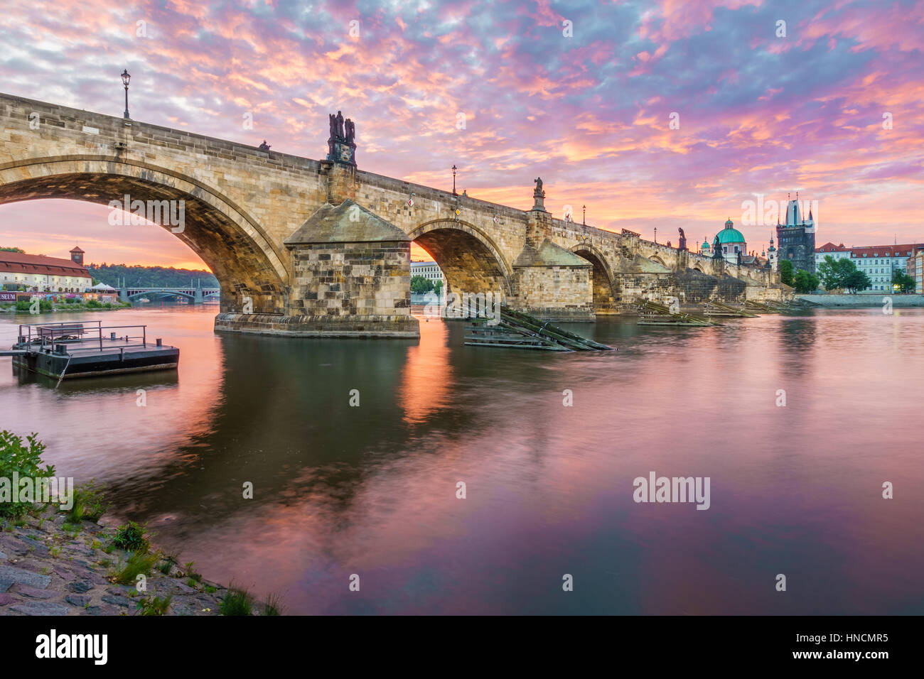 The Charles bridge is located in Prague, Czech Republic. Finished in ...