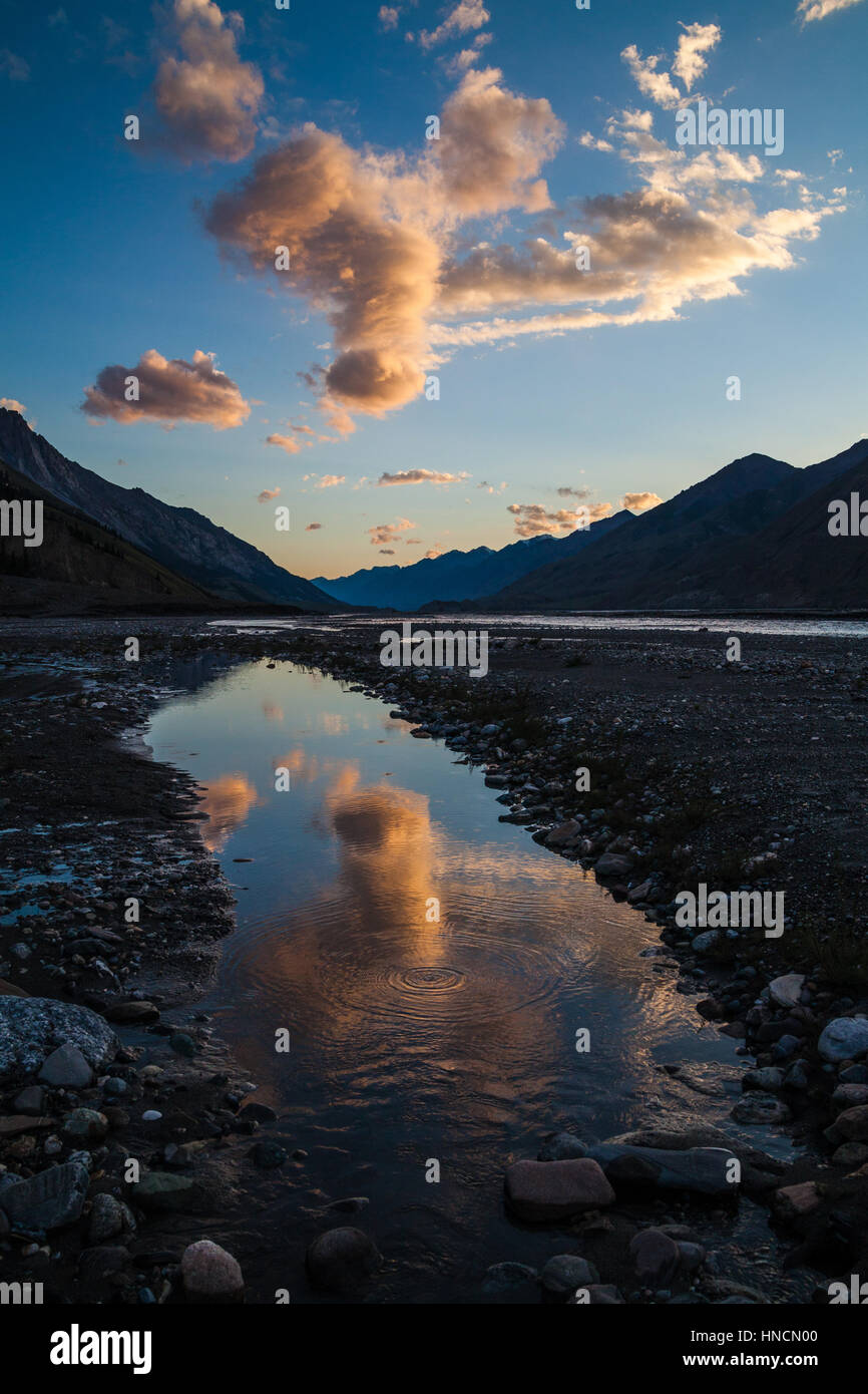 Beautiful evening landscape on sunset with strange cloud and his ...