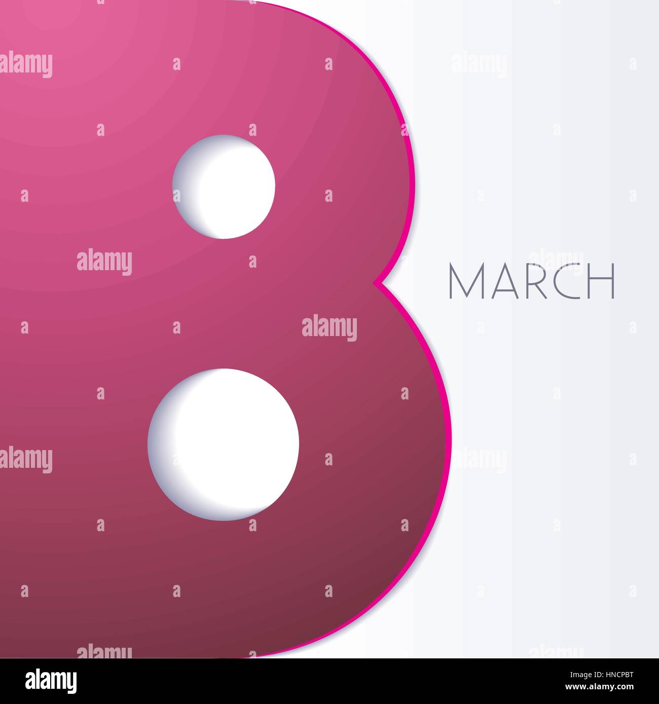 8 march Vector illustration Paper art number 8 in pink color on white ...