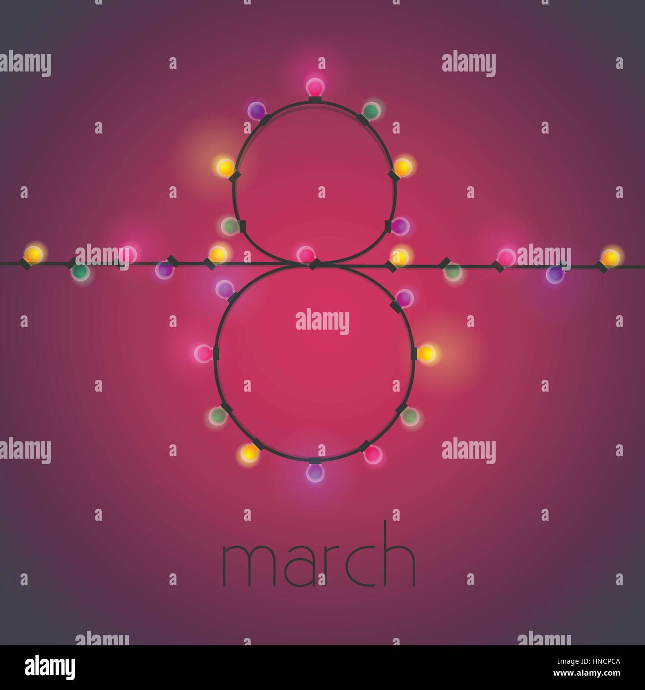 8 march Vector illustration The number 8 is lined with garlands of ...
