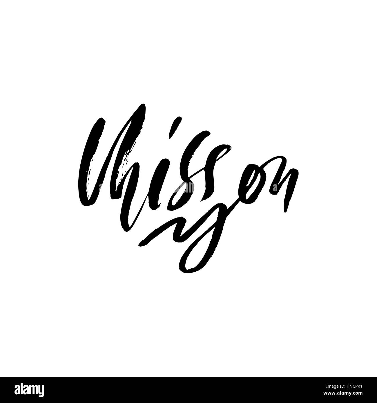 Miss you inscription. Greeting card with calligraphy. Hand drawn ...