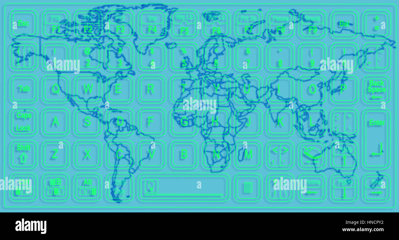 World map and keyboard Stock Photo - Alamy