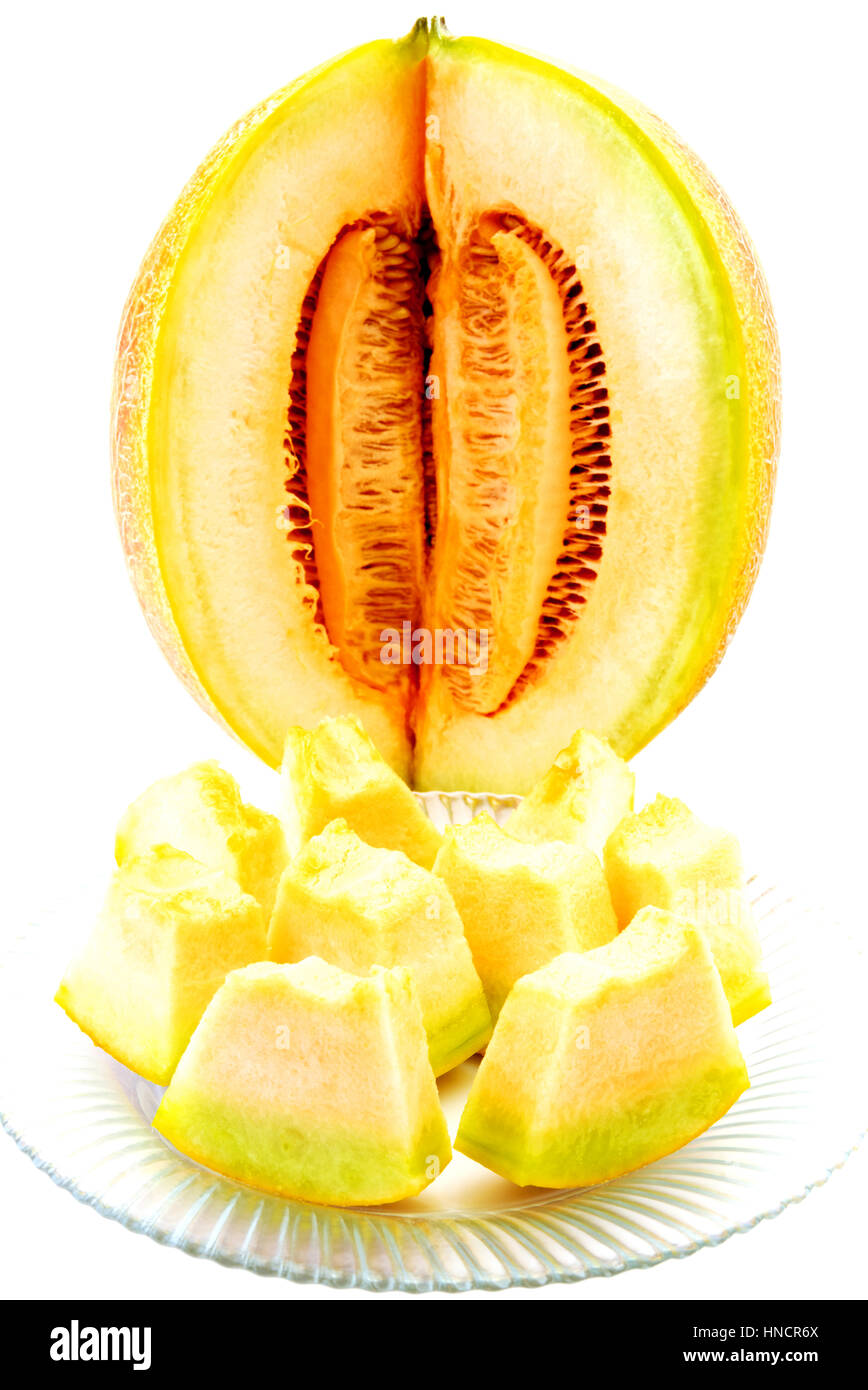 Melon isolated on white background closeup Stock Photo - Alamy