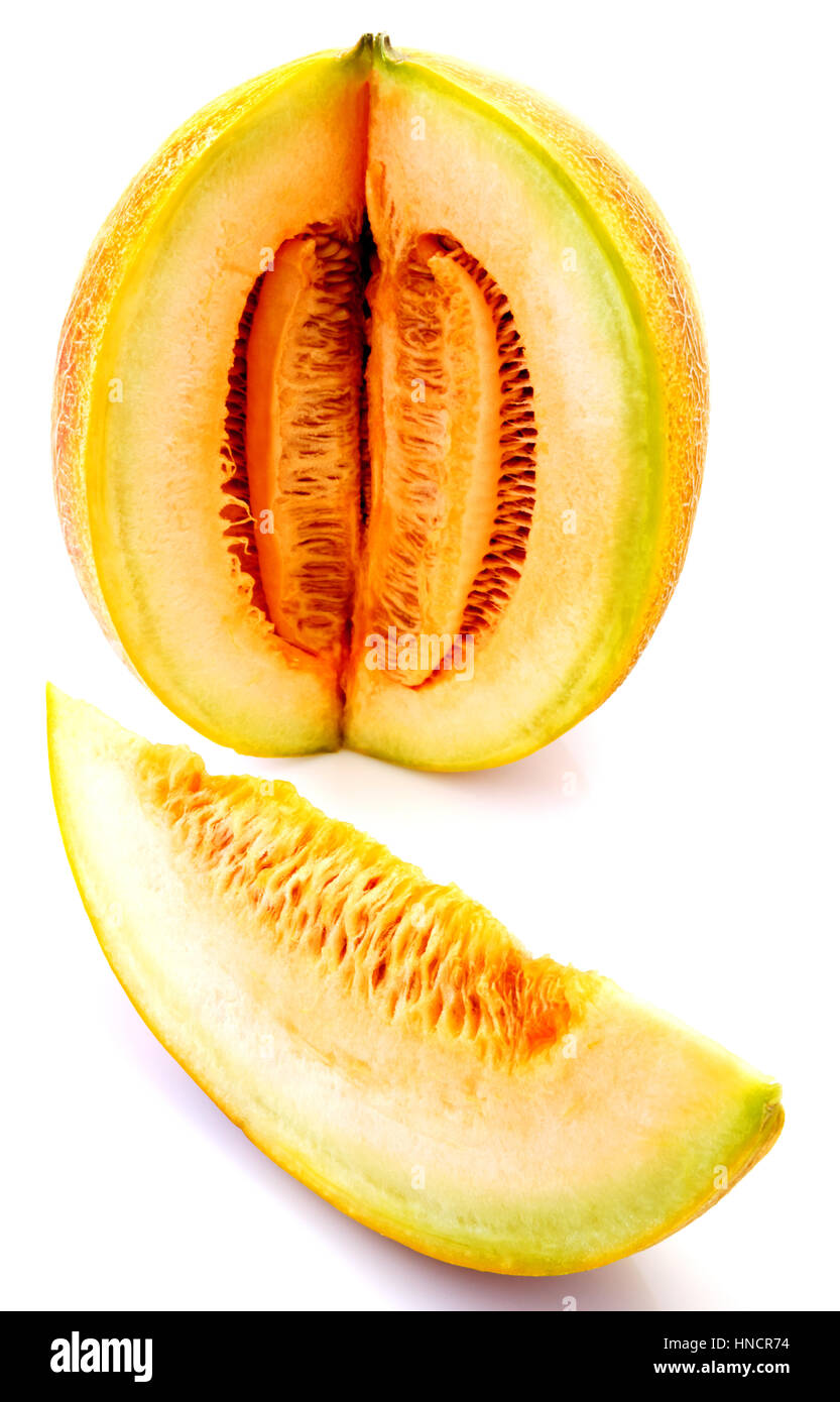 Melon isolated on white background closeup Stock Photo - Alamy