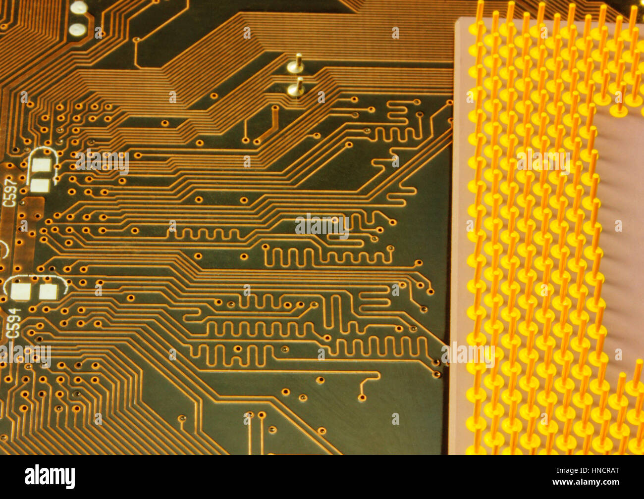 Inside of computer - motherboard semiconductors and electronics Stock ...