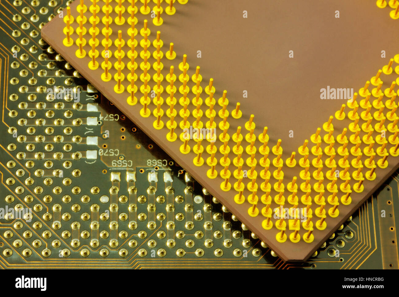Inside of computer - motherboard semiconductors and electronics Stock ...
