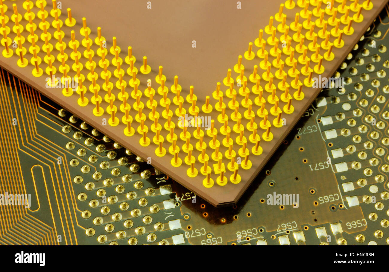 Inside of computer - motherboard semiconductors and electronics Stock ...