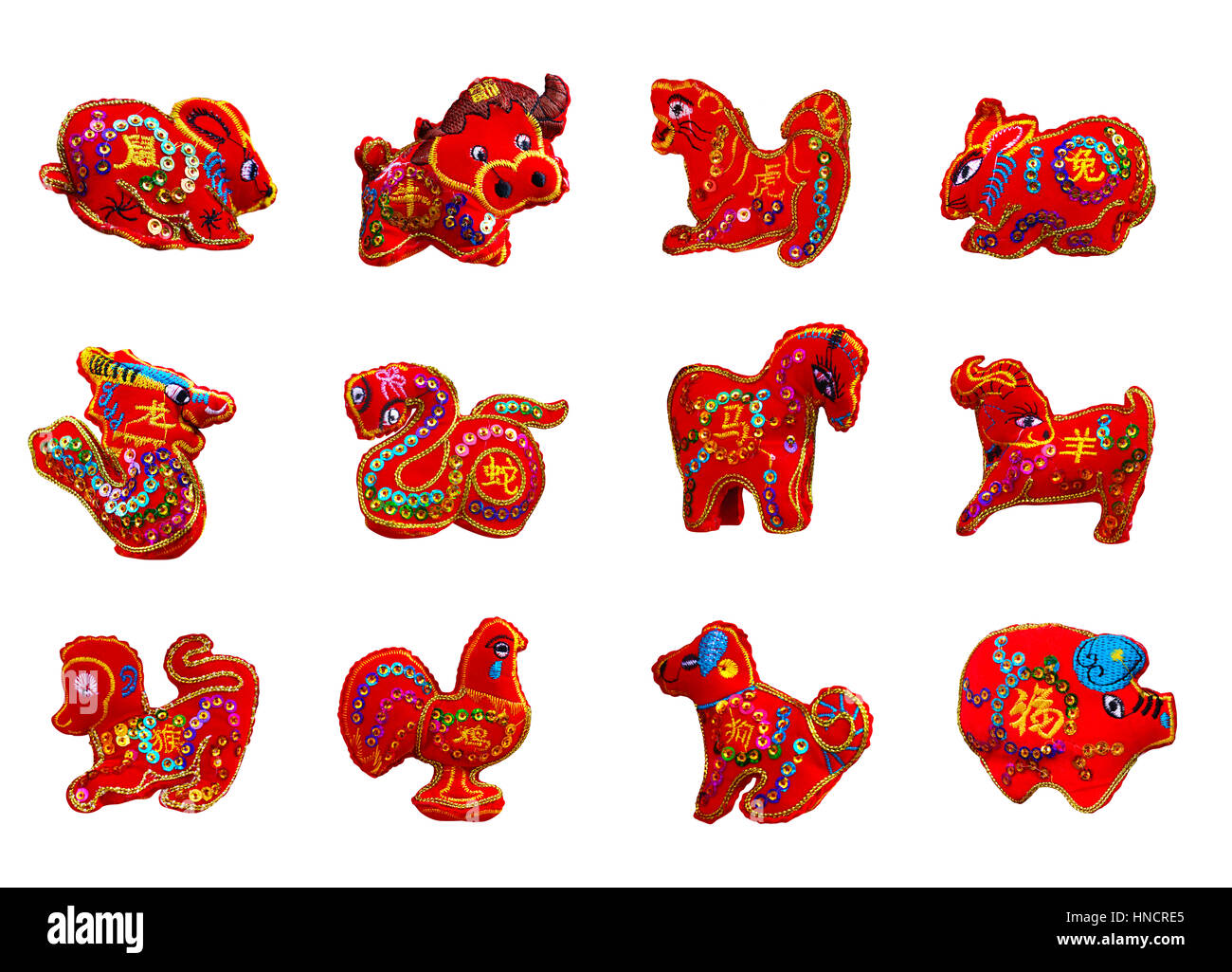 twelve zodiacs , Chinese traditional handcraft Stock Photo - Alamy