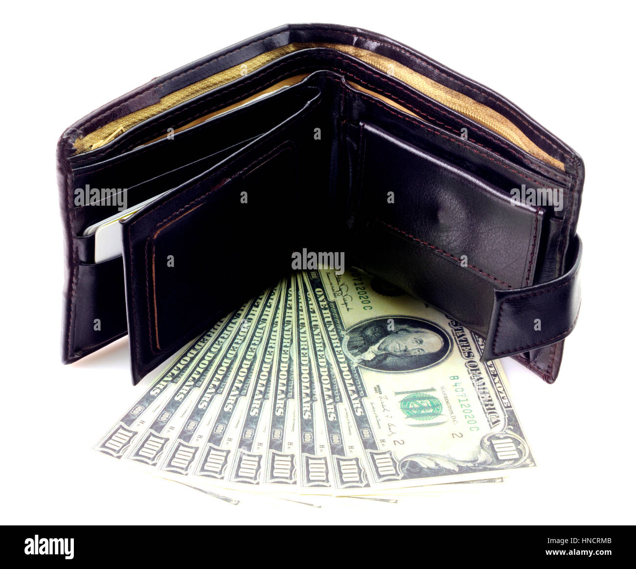 Wallet and money isolated on white background Stock Photo - Alamy