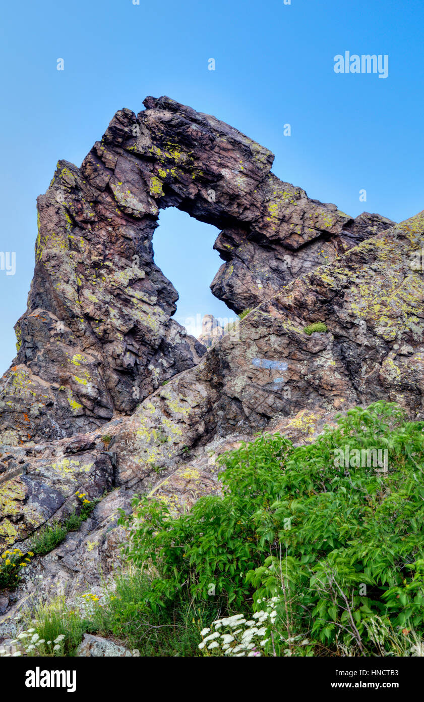 Stone ring phenomenon formation in the mountain Stock Photo - Alamy