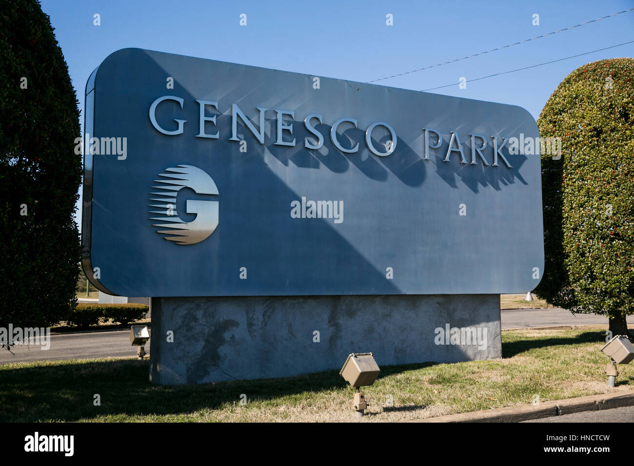 A logo sign outside of the headquarters of Genesco in Nashville ...