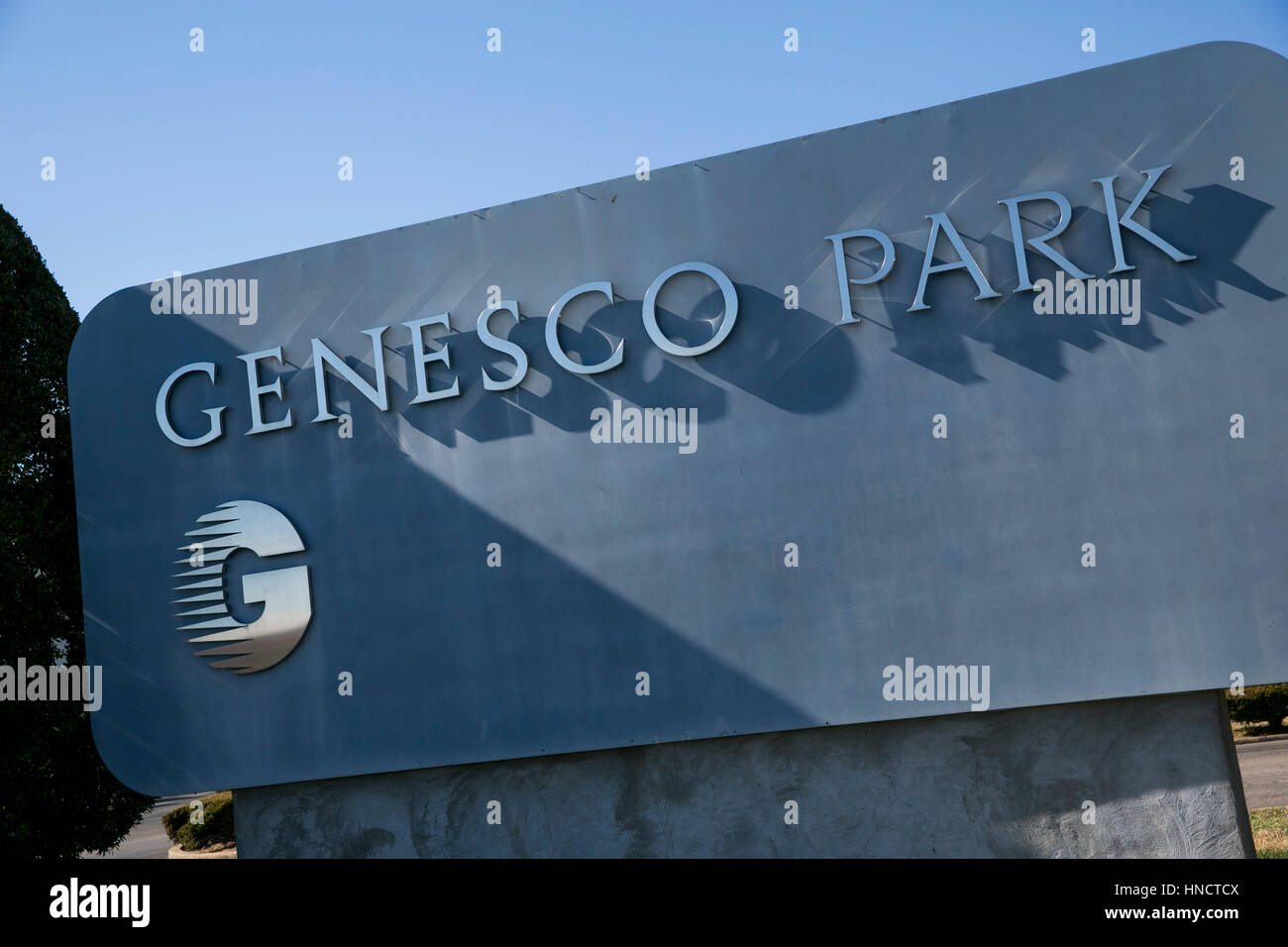 A logo sign outside of the headquarters of Genesco in Nashville ...