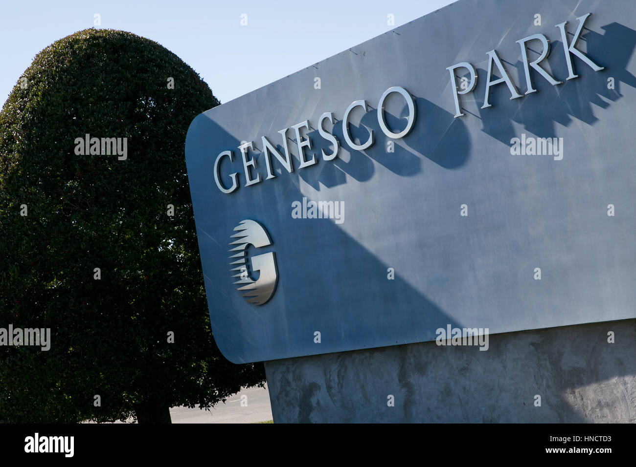 A logo sign outside of the headquarters of Genesco in Nashville ...