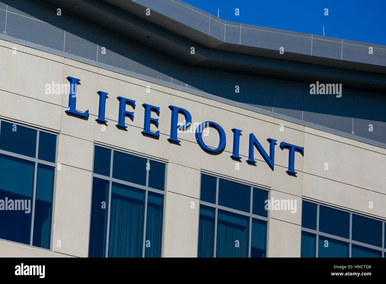 A logo sign outside of the headquarters of LifePoint Health in ...