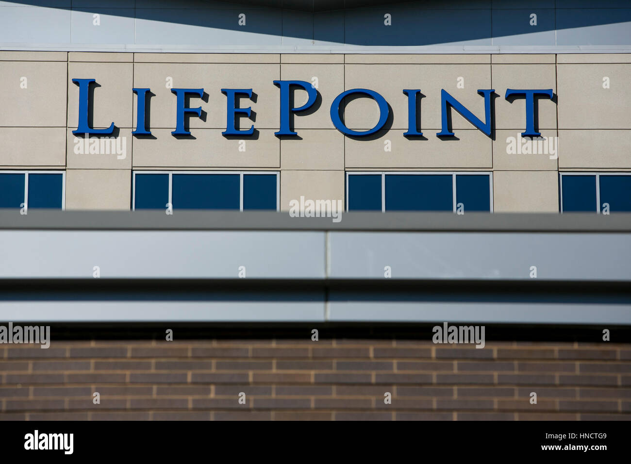 A logo sign outside of the headquarters of LifePoint Health in ...