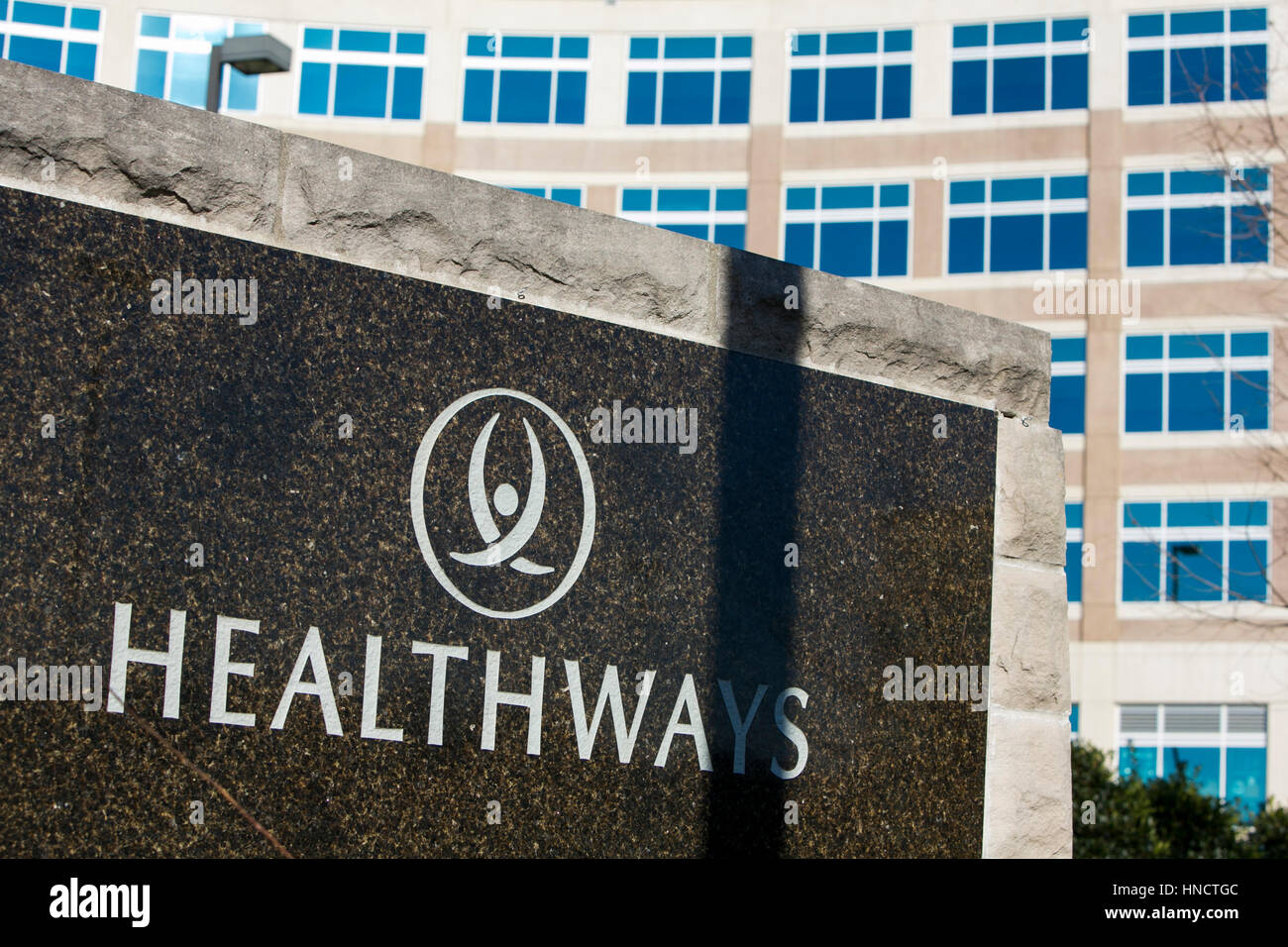 A logo sign outside of the headquarters of Healthways in Franklin ...