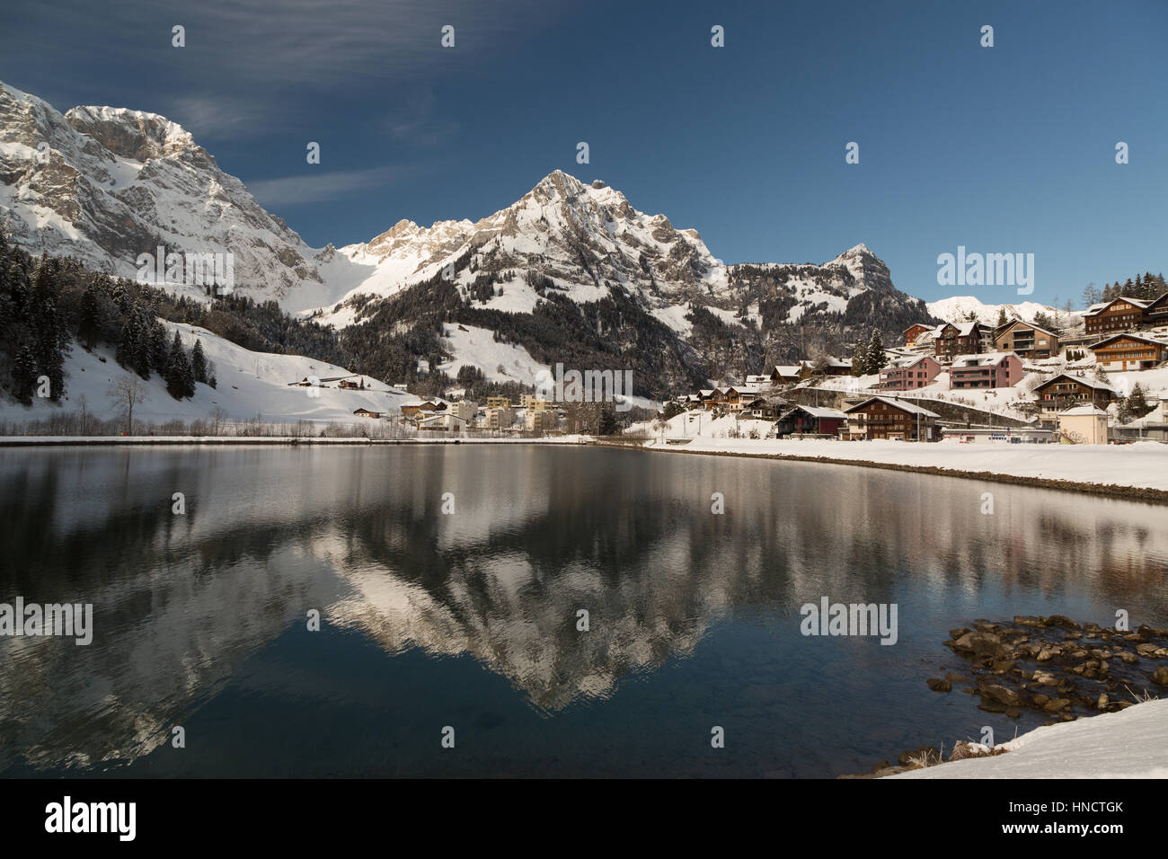 A photograph of lake Eugenisee at Engelberg in the canton of Obwalden ...