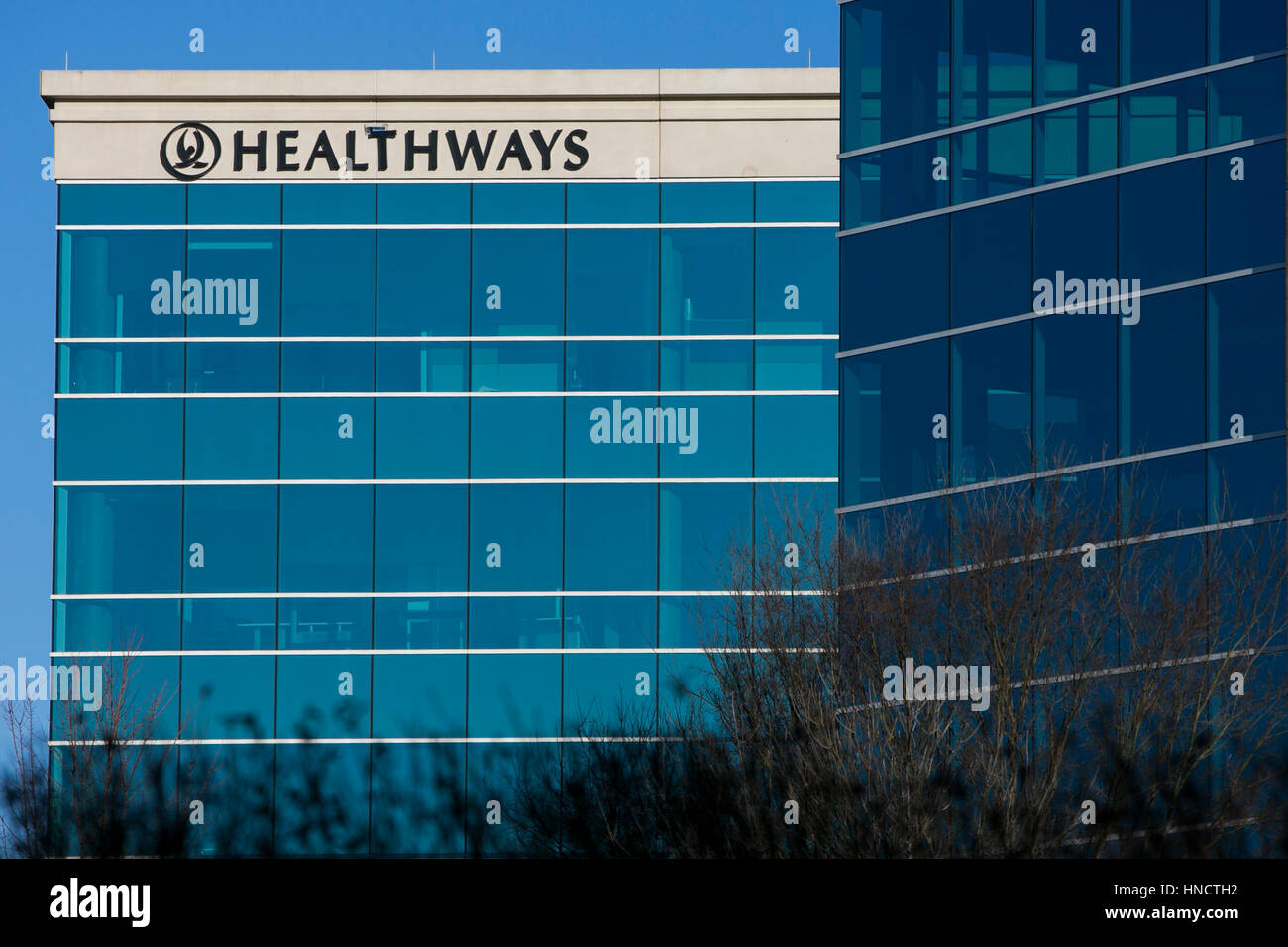 A logo sign outside of the headquarters of Healthways in Franklin ...