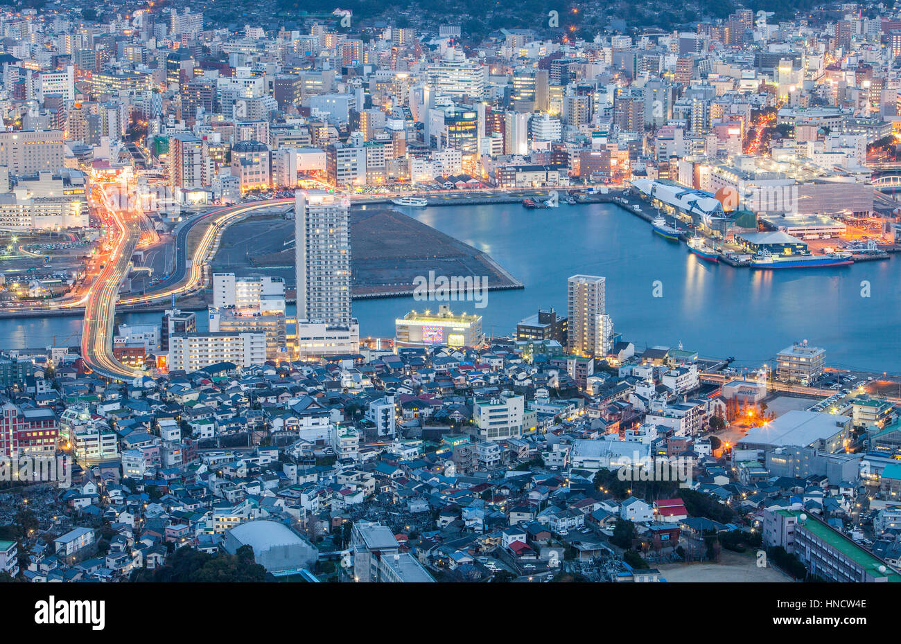Panorama, panoramic, Townscape, Harbour, Nagasaki, Japan Stock Photo ...