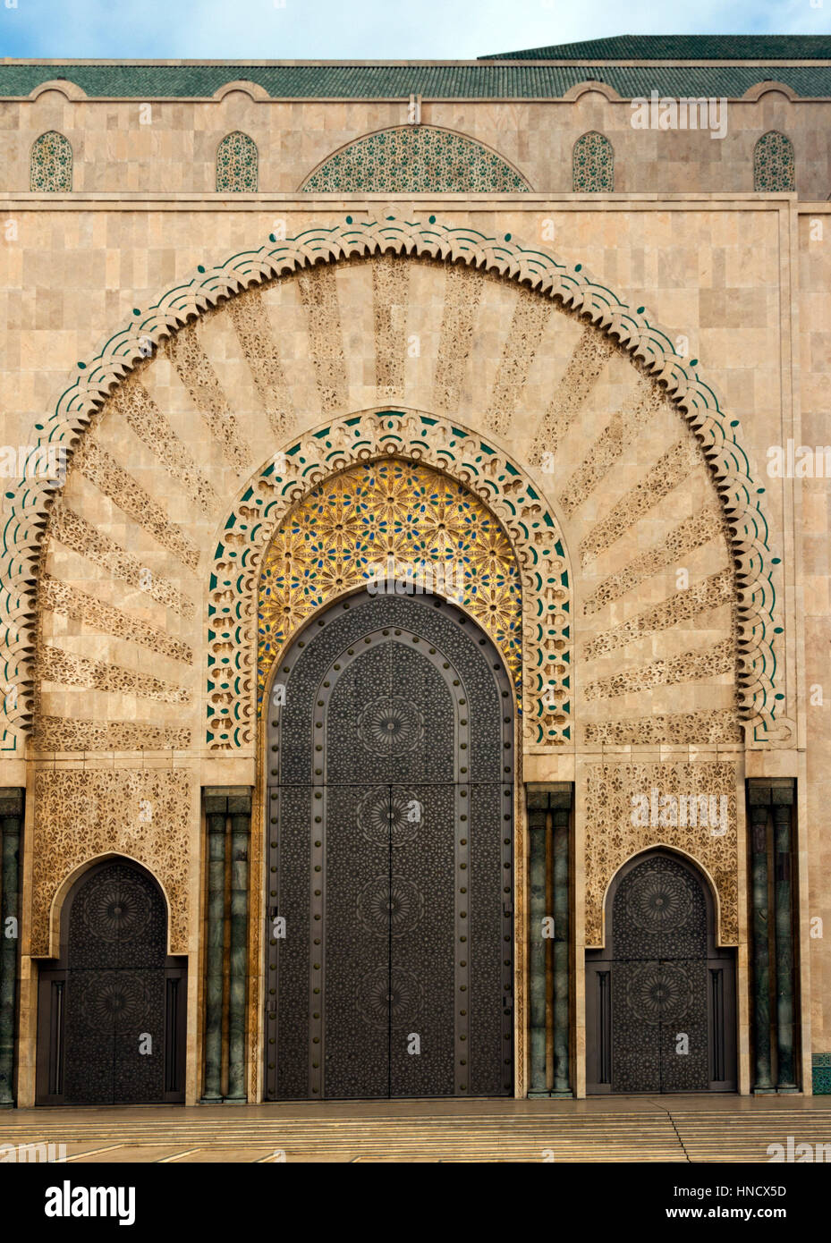 Main Entrance Gates to the Grand Mosque Hassan II., Casablanca, Morocco ...
